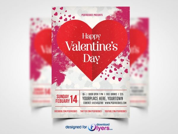 Valentines Party Flyer PSD Template Freebie | Flyer PSD