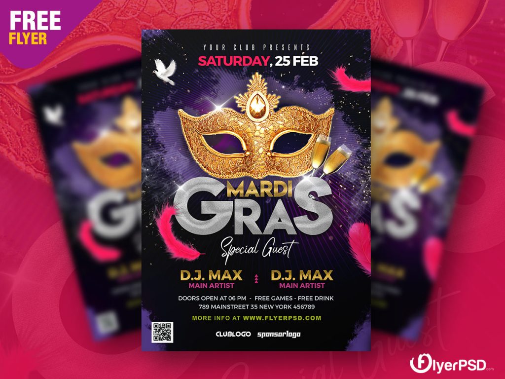 Mardi Gras Flyer PSD Template | Flyer PSD
