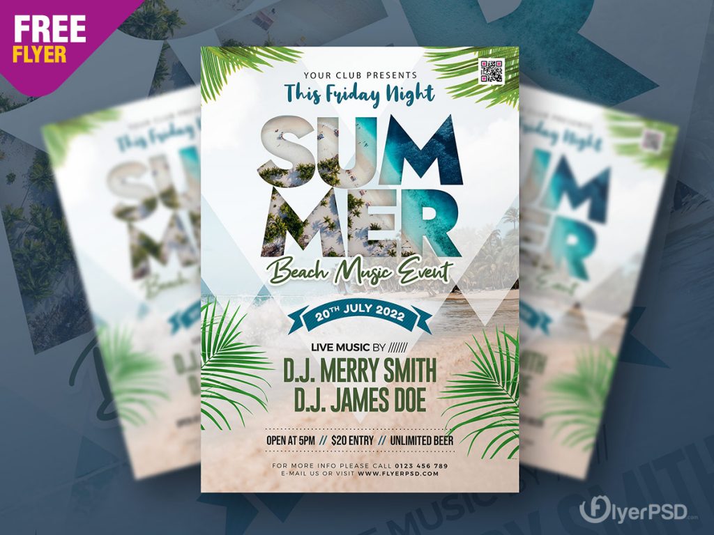 Summer Beach Music Event Flyer PSD | Flyer PSD