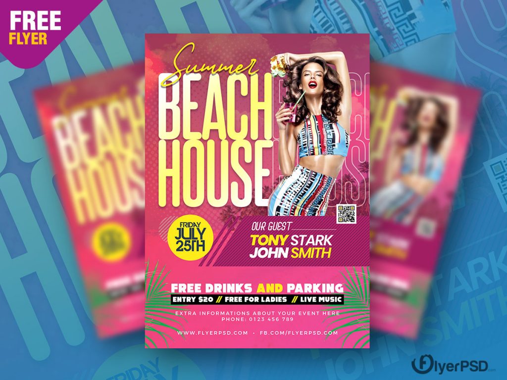 Summer Beach House Party Flyer PSD | Flyer PSD